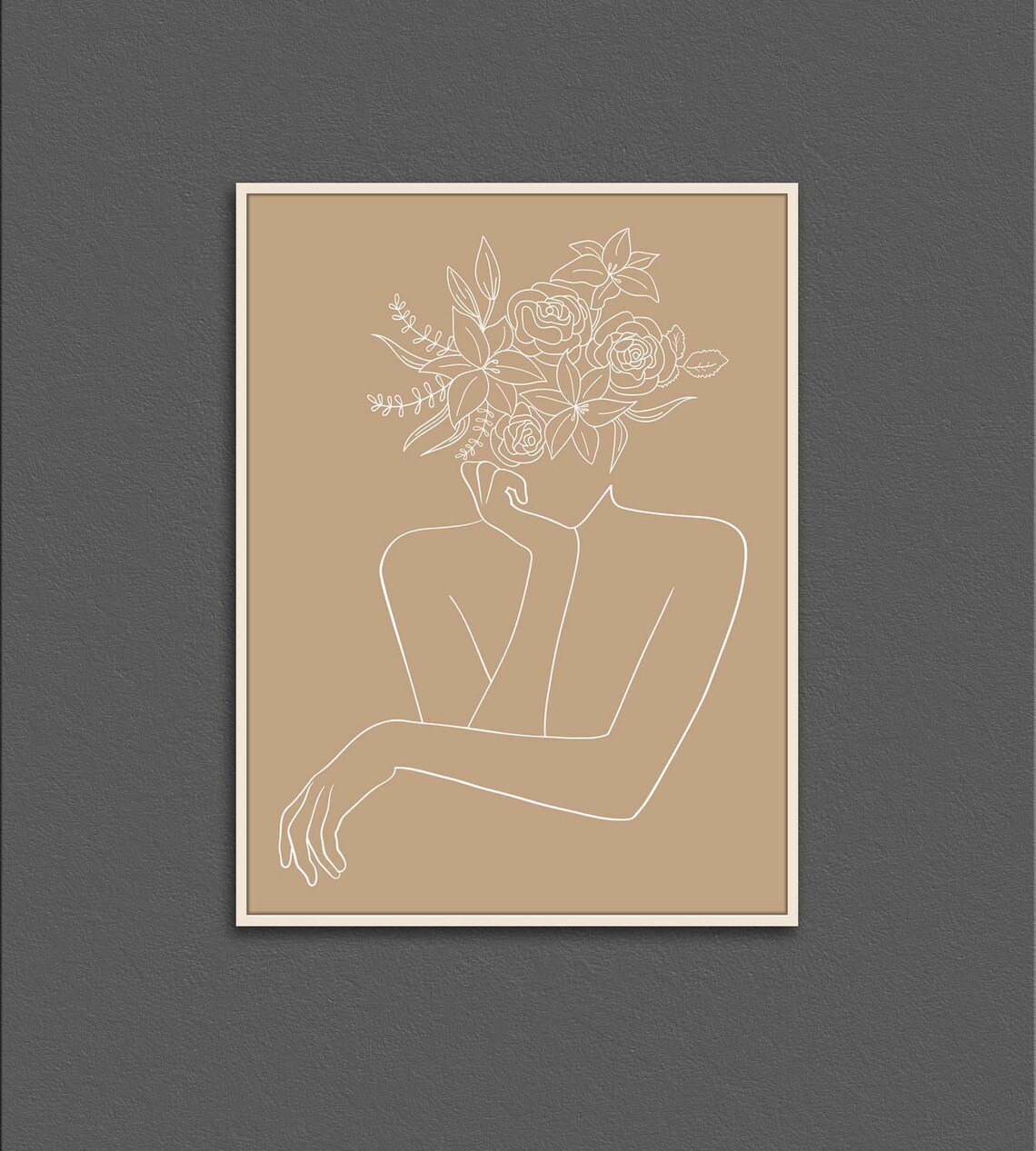 Head of Flowers printable Woman Figure Woman Outline | Etsy