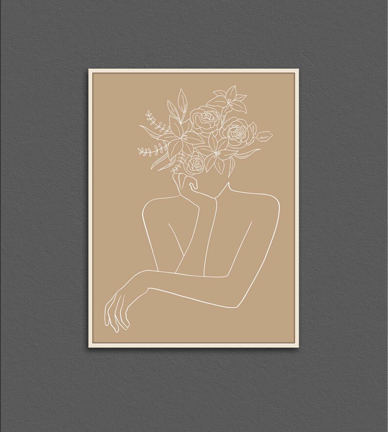 Head Of Flowers Printable Woman Figure Woman Outline | Etsy