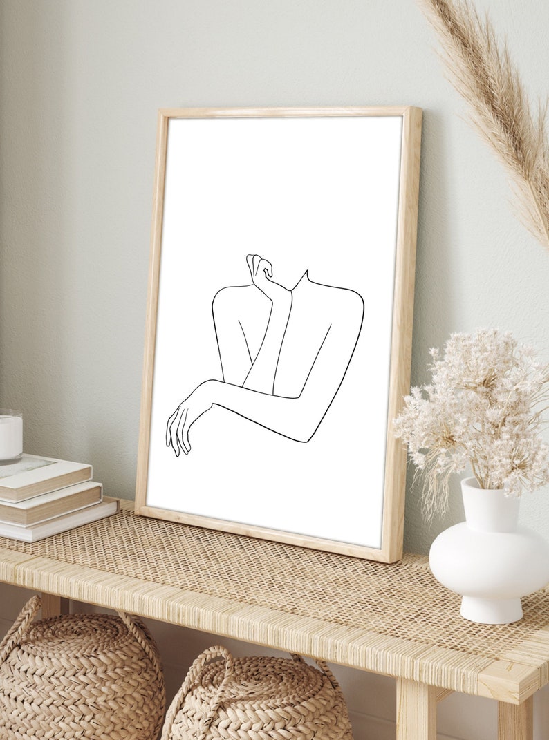 One Line Woman Female Outline Drawing Hands and Face - Etsy