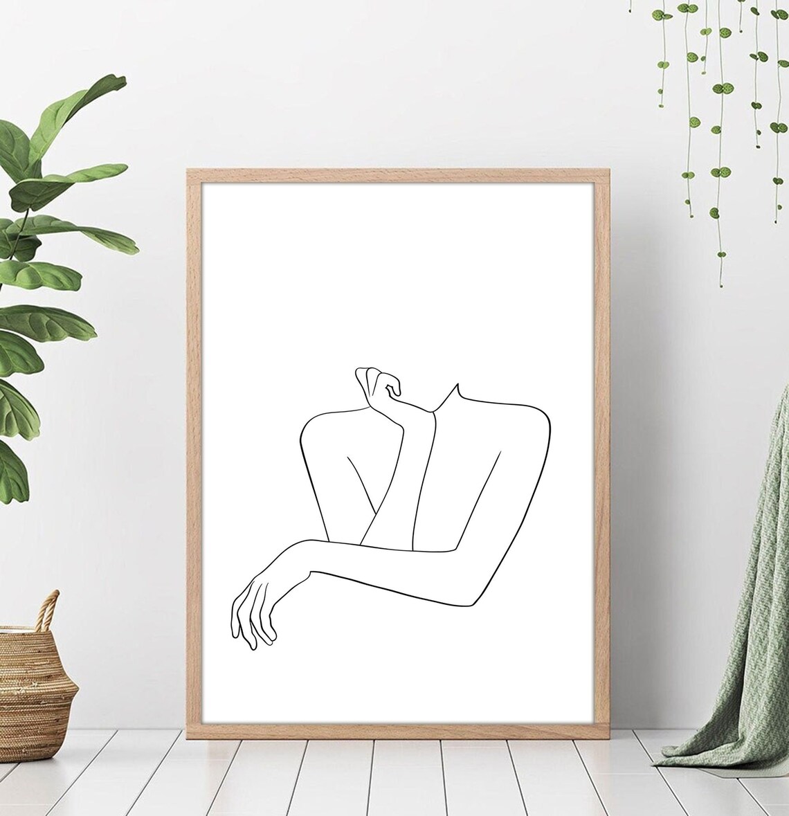 One Line Woman Female Outline Drawing Hands and Face - Etsy