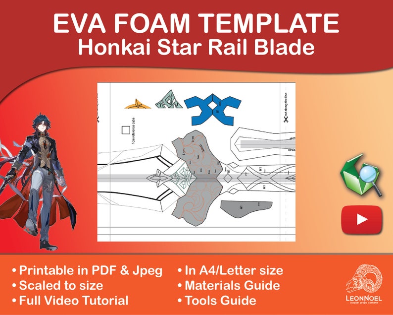 EVA Foam Template Honkai Star Rail Blade - Etsy