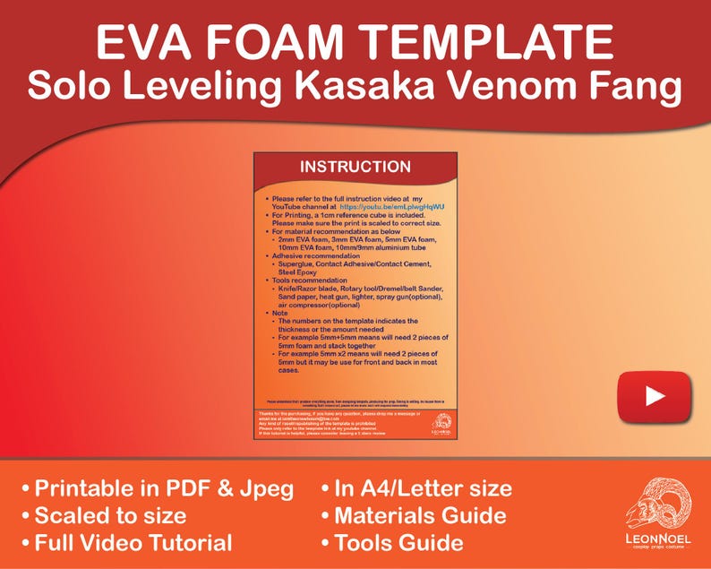 Solo Leveling Kasaka Venom Fang EVA Foam Template - Etsy