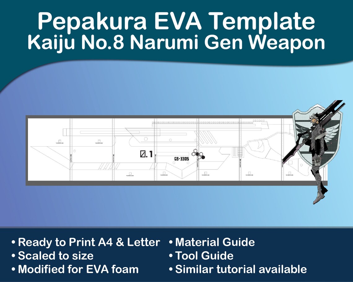 Kaiju No.8 Narumi Gen Gunblade Pepakura EVA Foam Template - Etsy Canada