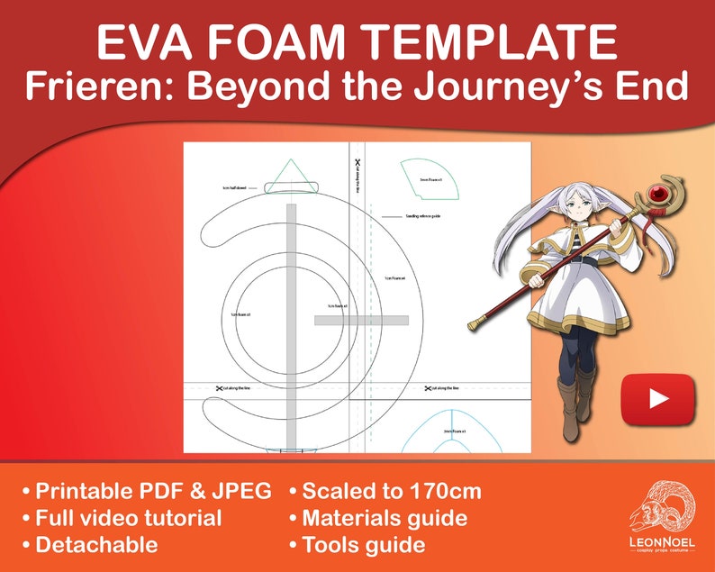 Frieren's Staff EVA Foam Template - Etsy