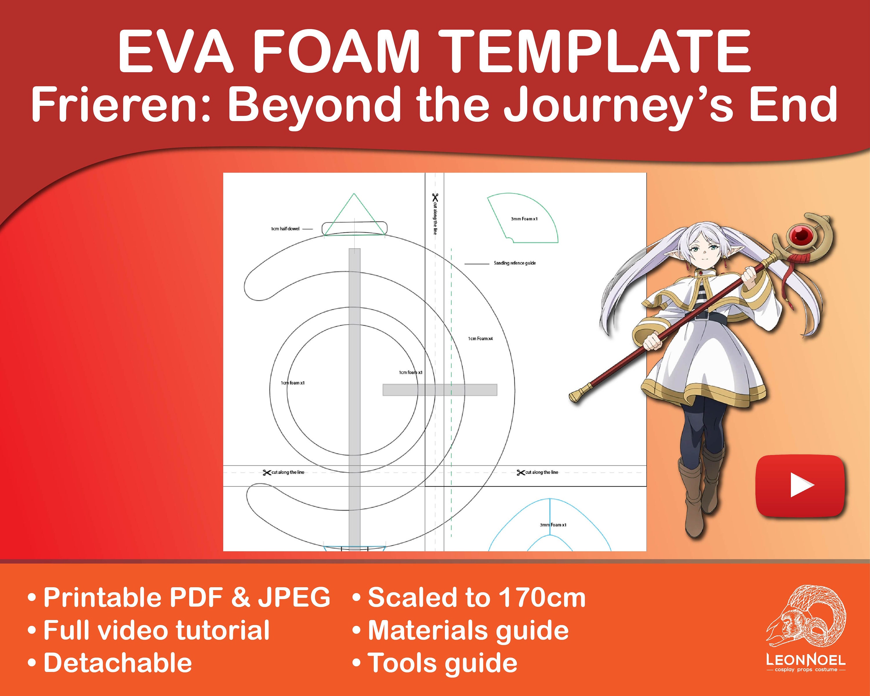 Frieren's Staff EVA Foam Template - Etsy