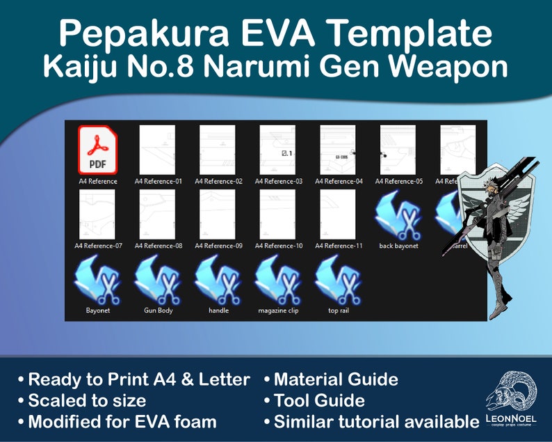Kaiju No.8 Narumi Gen Gunblade Pepakura EVA Foam Template - Etsy