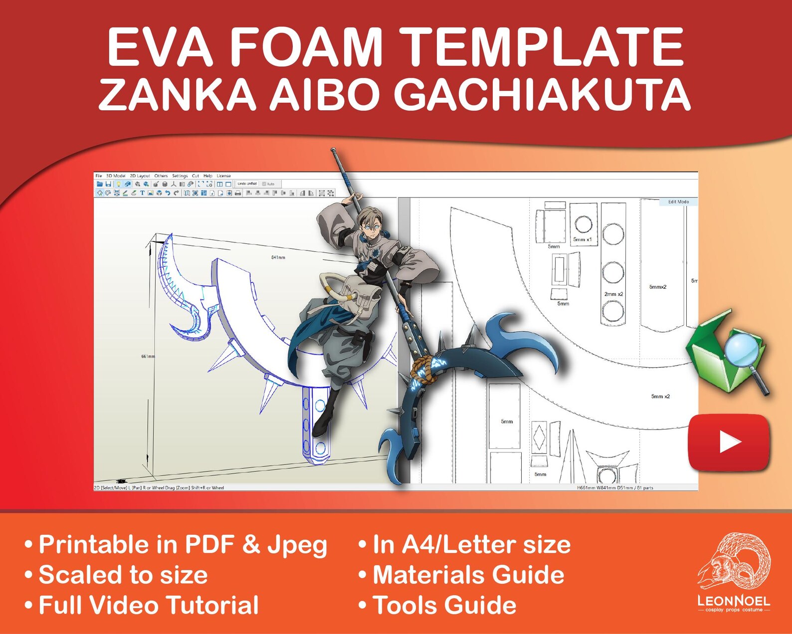 Gachiakuta Zanka Staff Aibo Pepakura EVA Foam Template - Etsy