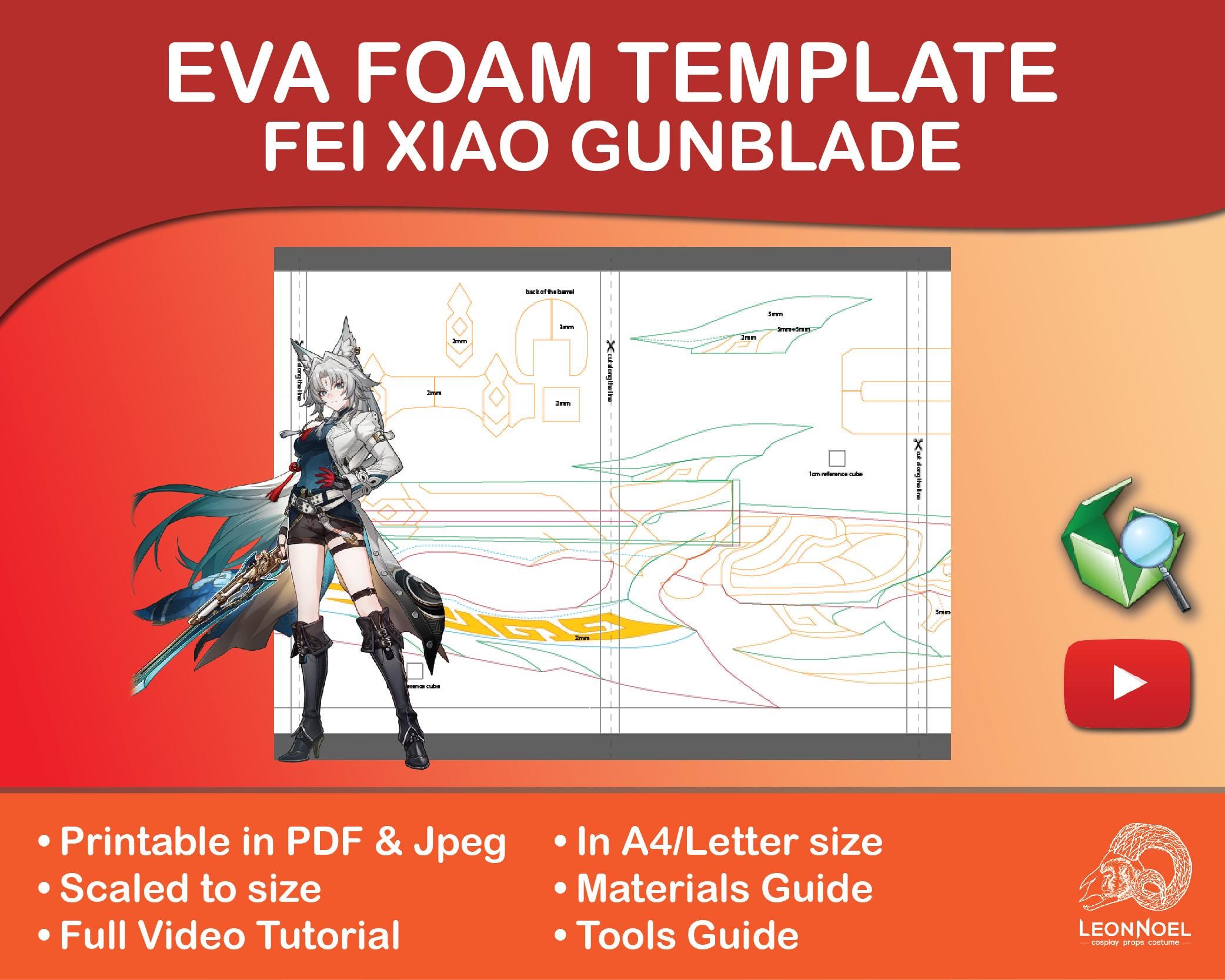 EVA Foam Template Honkai Star Rail Feixiao Gunblade - Etsy