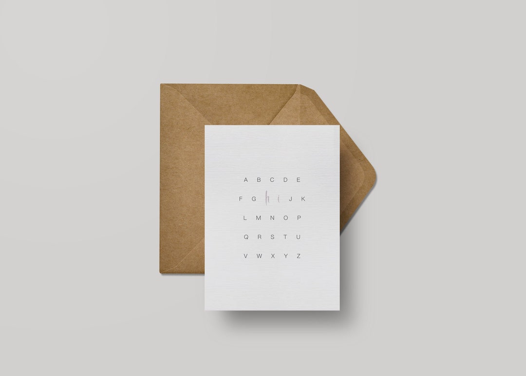 Alphabet 'hi' Greeting Card | Hello Greeting Card | Minimalist Greeting ...