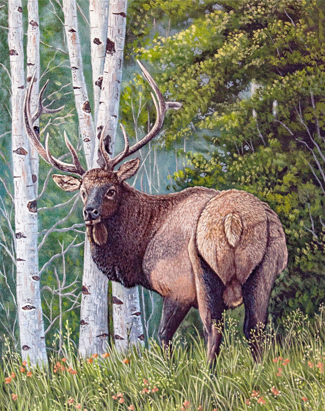 Original Bull Elk Painting Print | Etsy