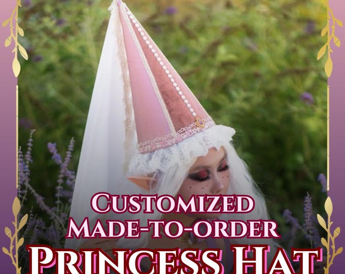Light Green Brocade Princess Cone Hat, Damsel Hat, Henin, Medieval ...