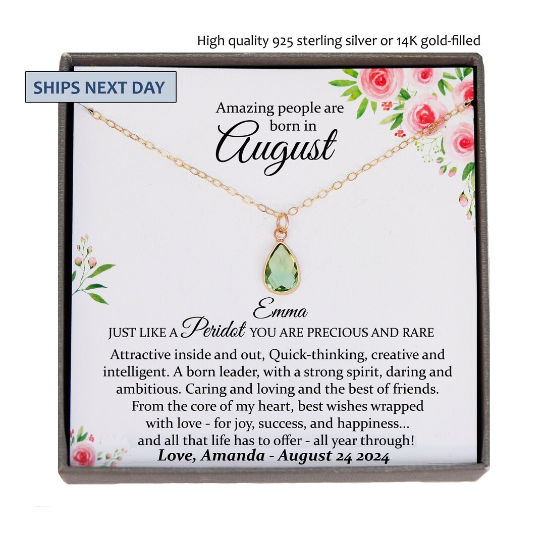 August Birthstone Necklace, Peridot Necklace Gold, August Birthday ...