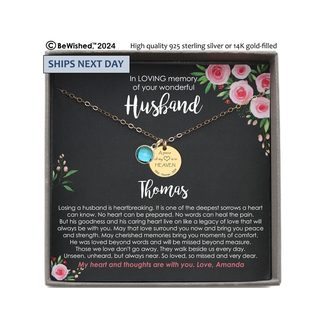 Loss of Husband Memorial Widow Gift – Personalized Engraved Necklace ...