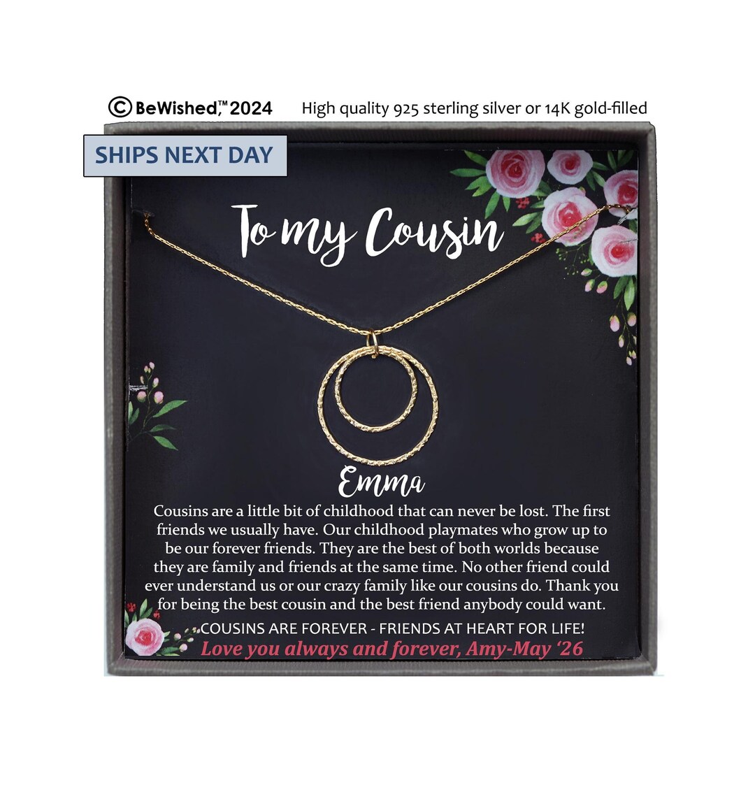 Cousin Gifts - Personalized Jewelry With Meaningful Message, Dainty ...
