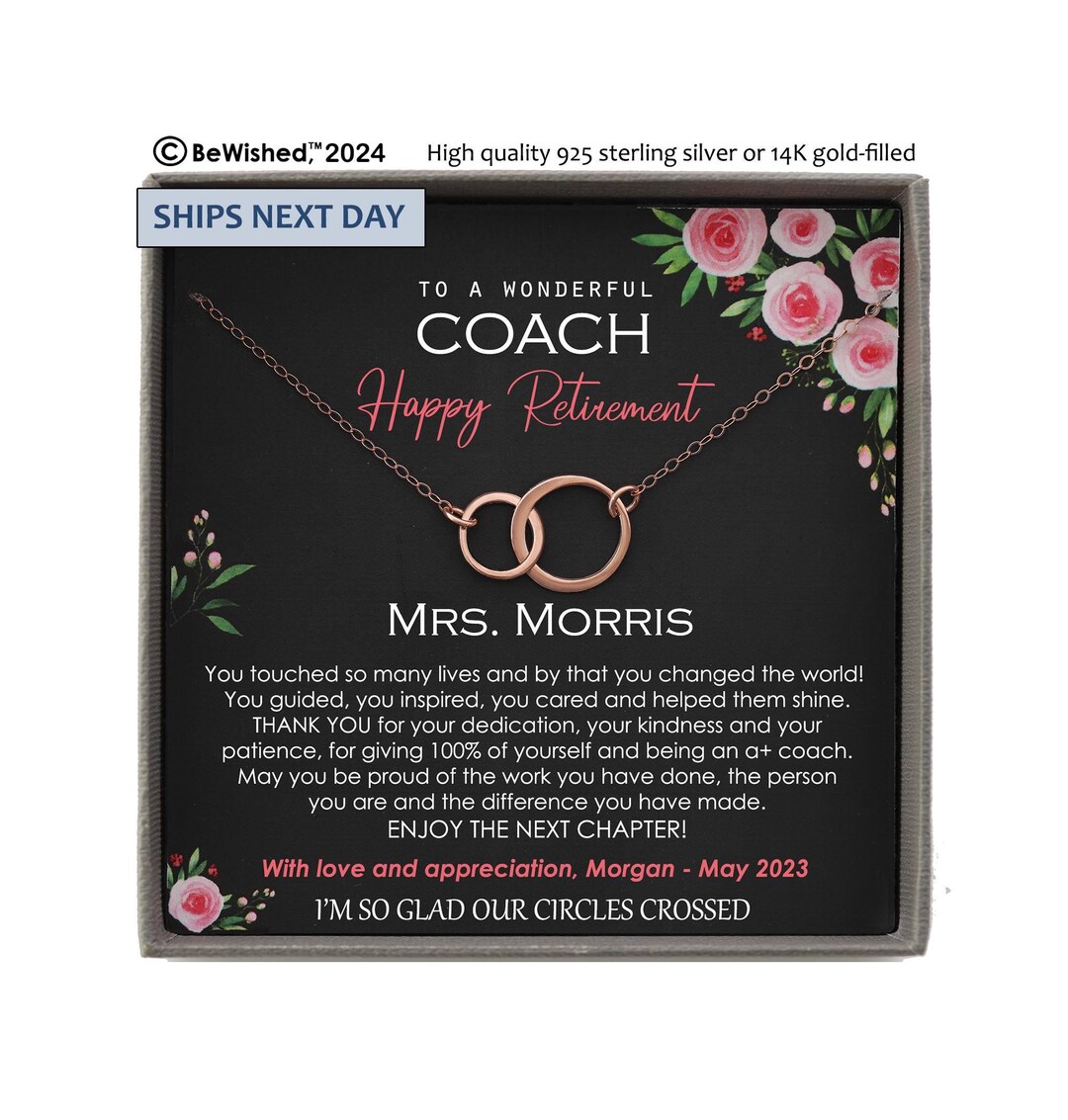 Coach Retirement Gift for - Personalized Infinity Necklace for Retiring ...