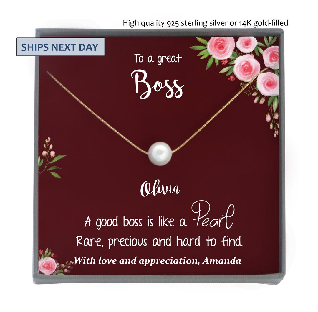 Boss Gifts for Women Boss Jewelry, Thank You Boss Necklace Pearl, Boss ...