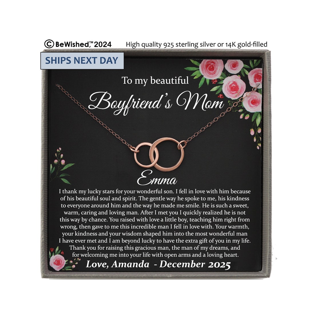 Boyfriends Mom Gift - Infinity Necklace With Personalized Poem ...