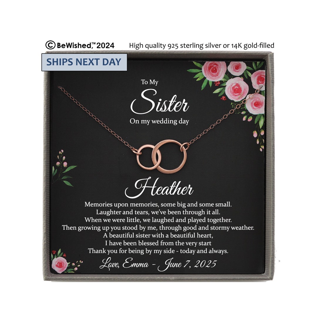Sister of the Bride Gift Necklace, Sister Wedding Gift From Bride to ...