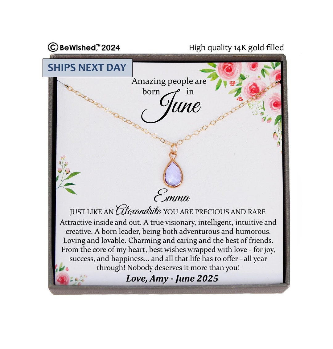 June Birthstone Necklace, Alexandrite Necklace Gold, June Birthday ...