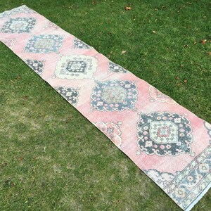 Oriental Light Pink Runner Rug, Oushak Rug Runner, Vintage Runner ...