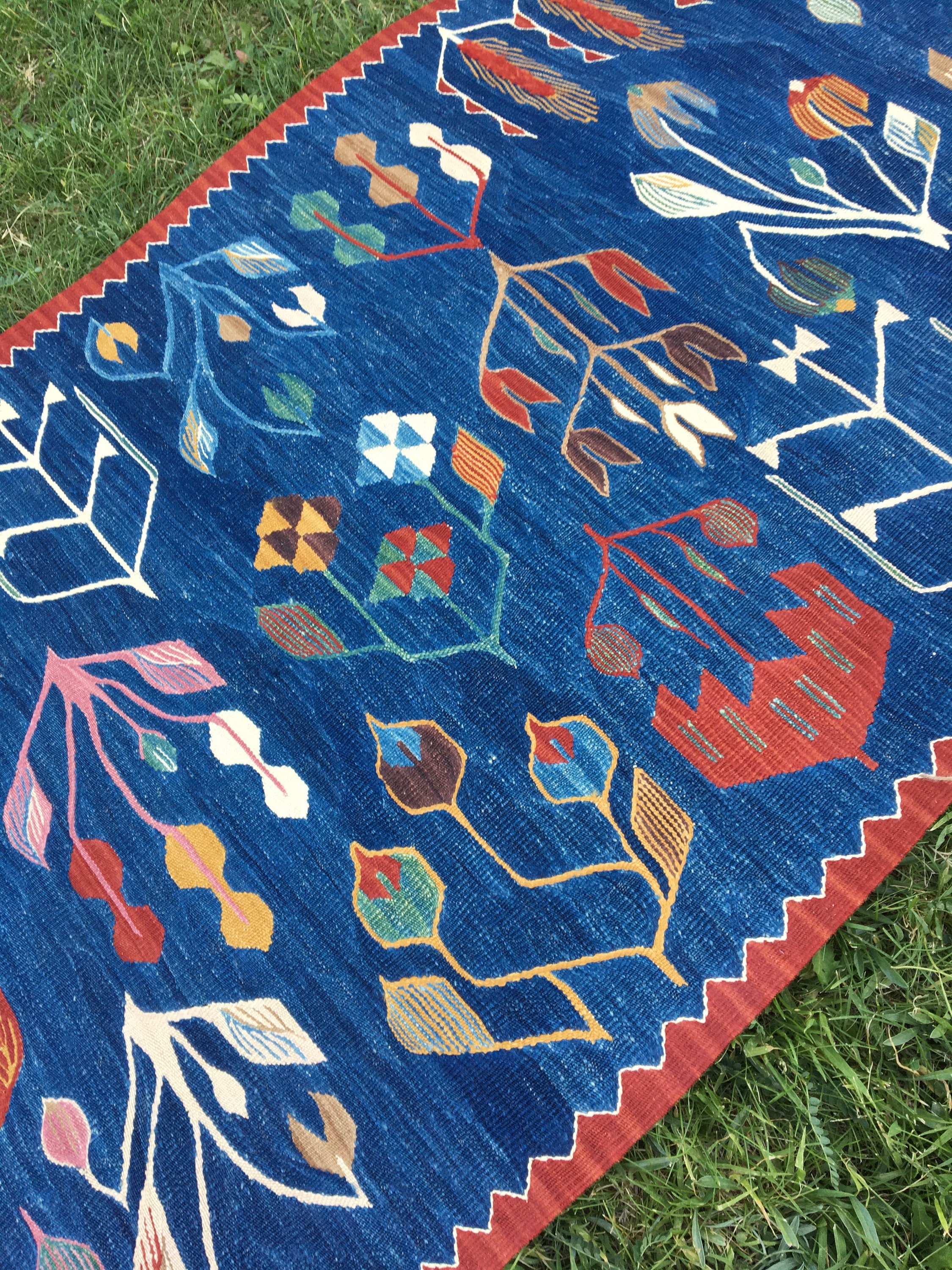 Handwoven Turkish Runner Rug Blue Runner Kitchen Rug Runner | Etsy