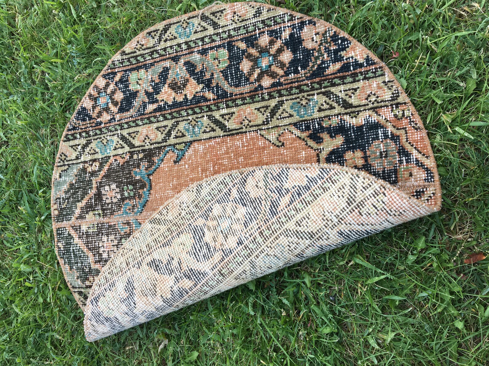 Vintage Small Round Rug Door Mat Rug Bethroom Rug Round Mat | Etsy