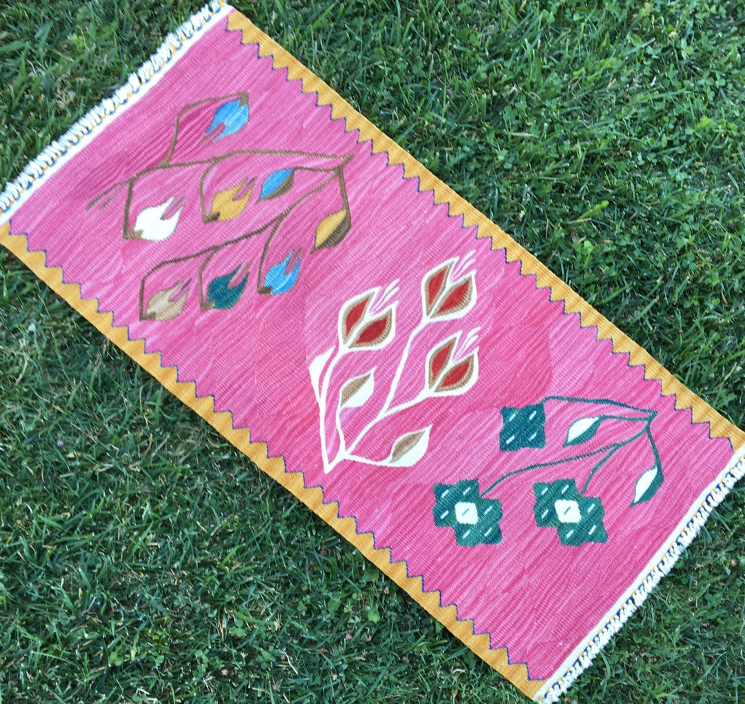 Oriental Very Special Pink Kilim Carpet for Your Bathroom - Etsy