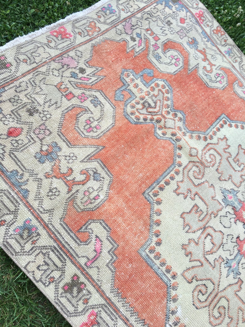 Antique Orange Area Rug Bedroom Rug Kitchen Rug Hand | Etsy