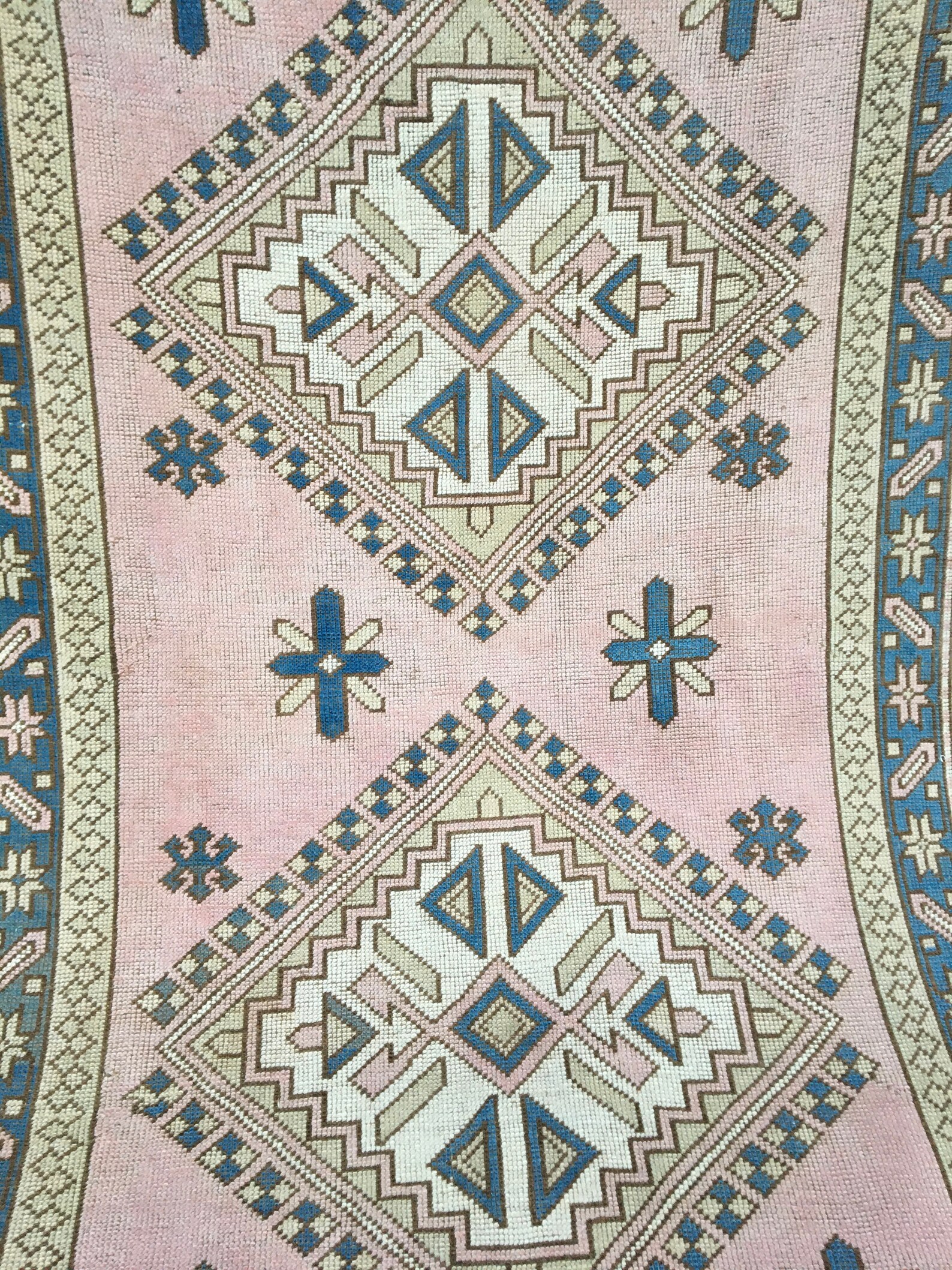 Pink and Blue Area Rug Vintage Rug Oushak Carpet Handmade | Etsy