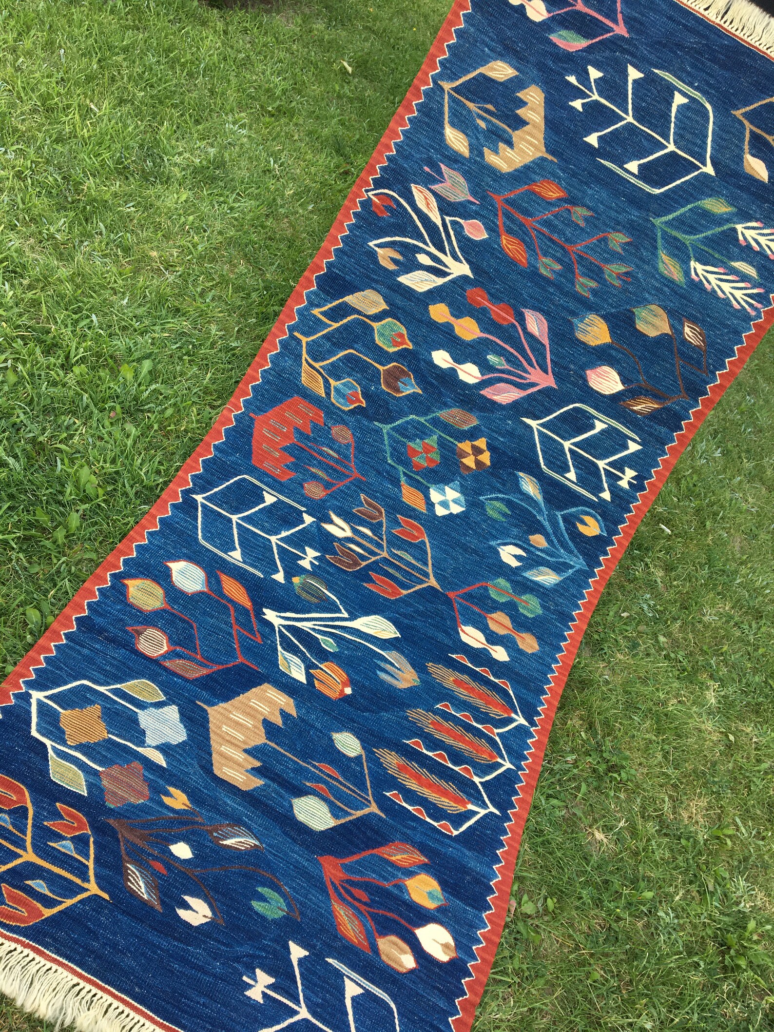 Handwoven Turkish Runner Rug Blue Runner Kitchen Rug Runner | Etsy