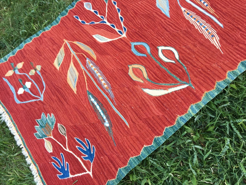 Oriental Red Kilim Rug Runner Short Runner Turkish Kilim - Etsy