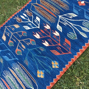 Oriental Blue Floral Runner Rug Vintage Rug Runner Turkish | Etsy