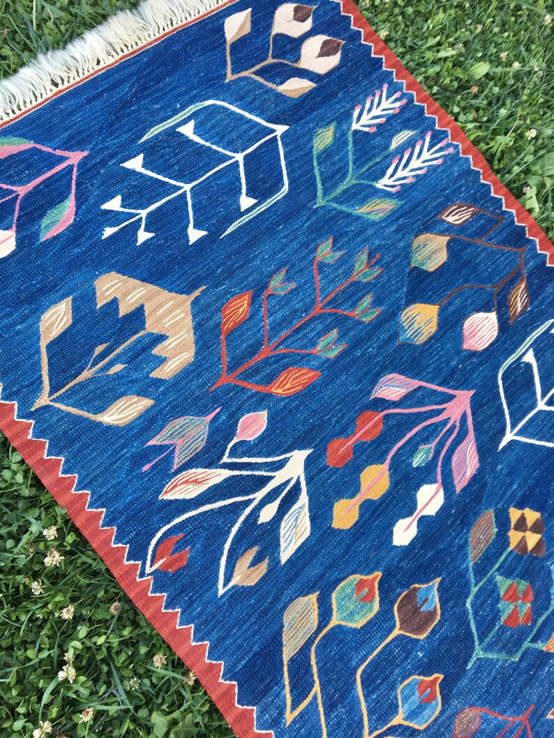 Handwoven Turkish Runner Rug Blue Runner Kitchen Rug Runner | Etsy