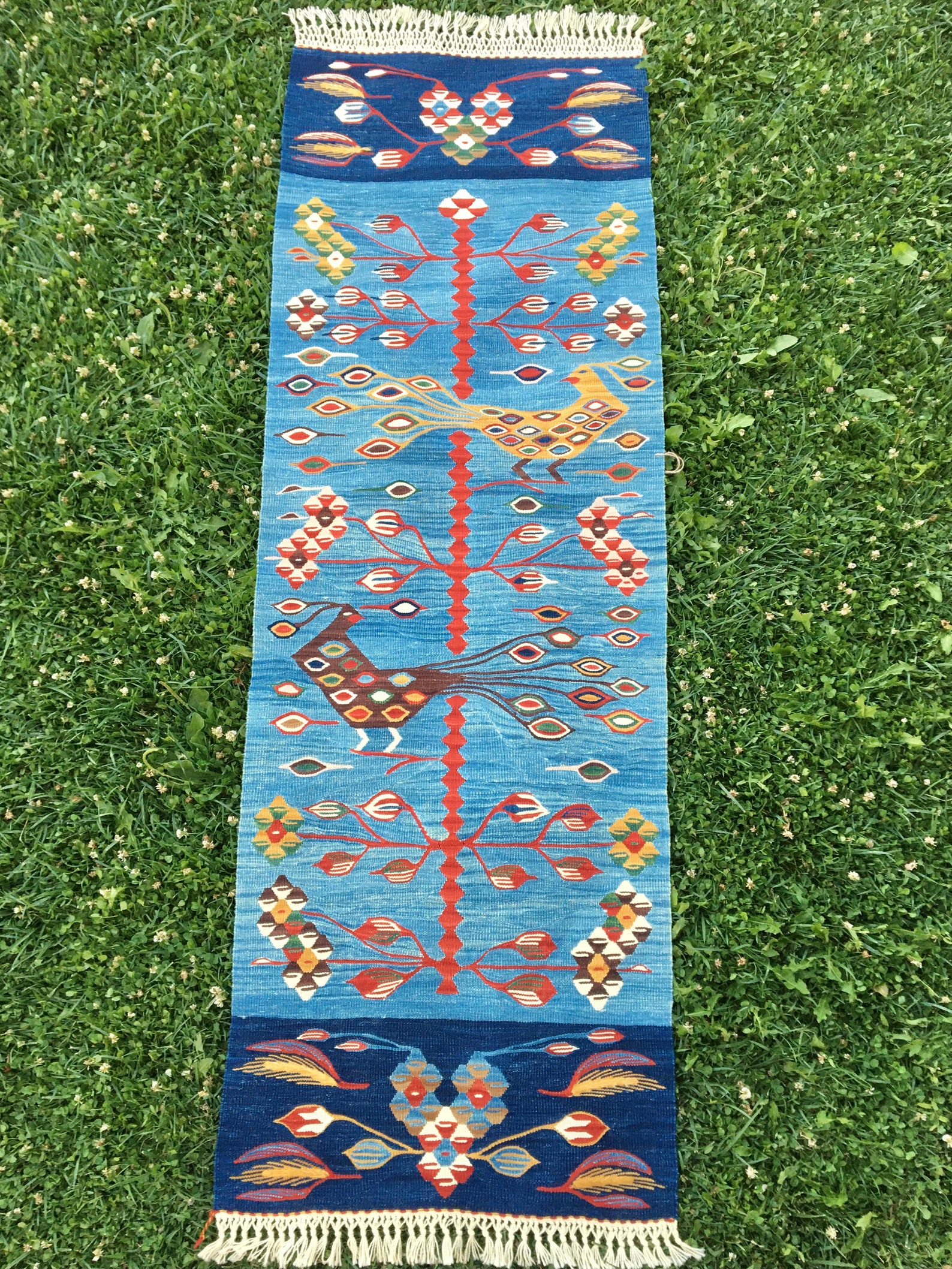 Handwoven Blue Runner Rug Rustic Small Runner Rug Vintage - Etsy