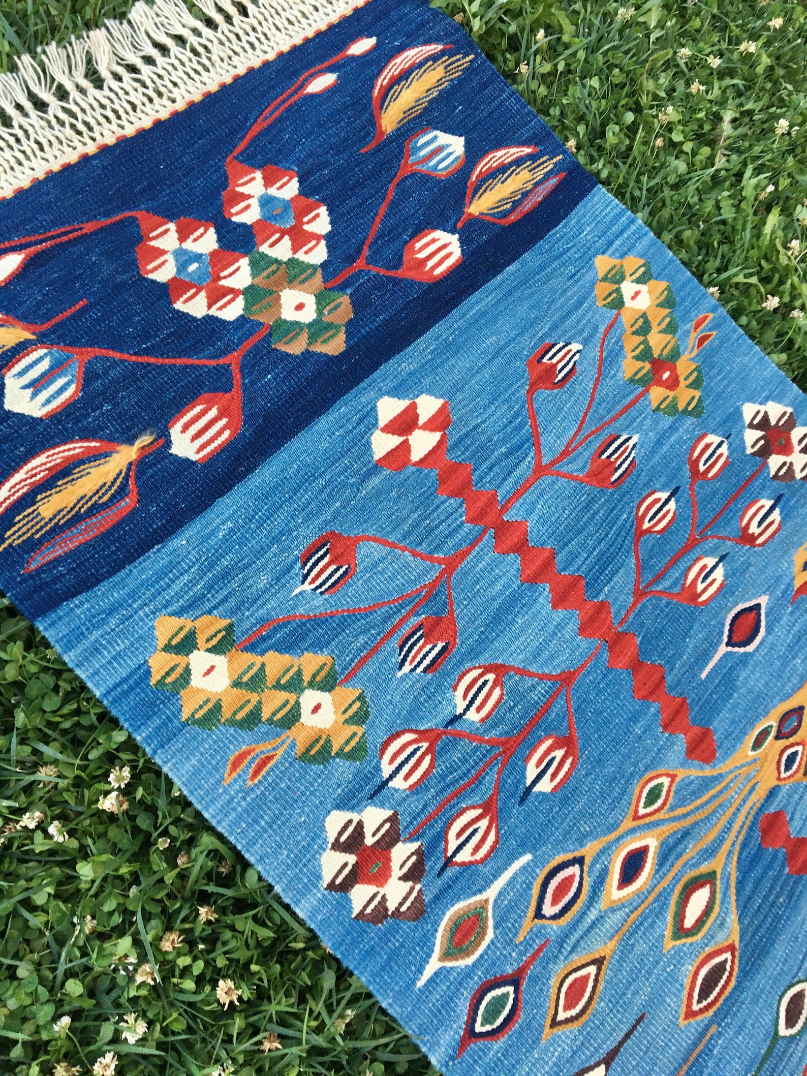 Handwoven Blue Runner Rug Rustic Small Runner Rug Vintage - Etsy