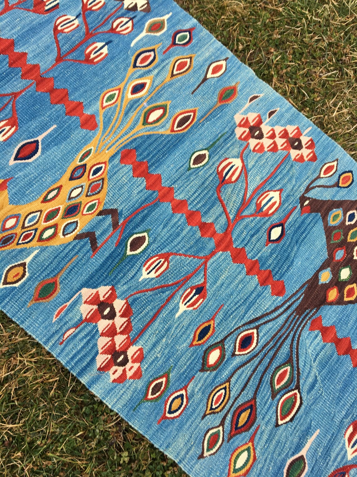 Handwoven Blue Runner Rug Rustic Small Runner Rug Vintage | Etsy