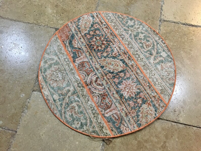 Vintage Small Round Rug Door Mat Rug Bethroom Rug Round Mat | Etsy