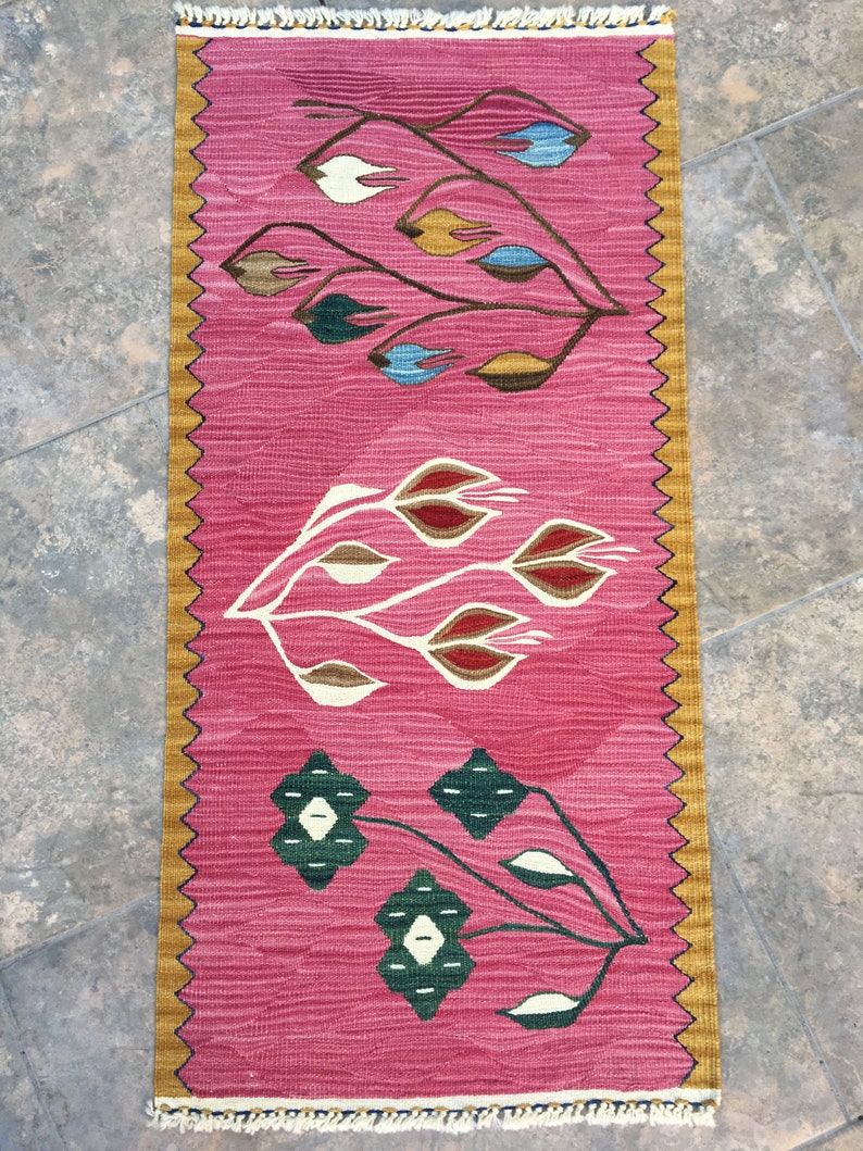 Oriental Very Special Pink Kilim Carpet for Your Bathroom - Etsy