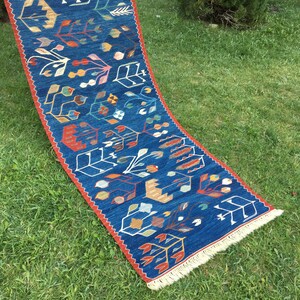 Handwoven Turkish Runner Rug Blue Runner Kitchen Rug Runner | Etsy