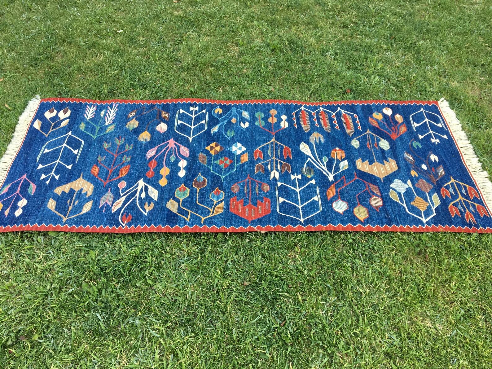 Handwoven Turkish Runner Rug Blue Runner Kitchen Rug Runner | Etsy