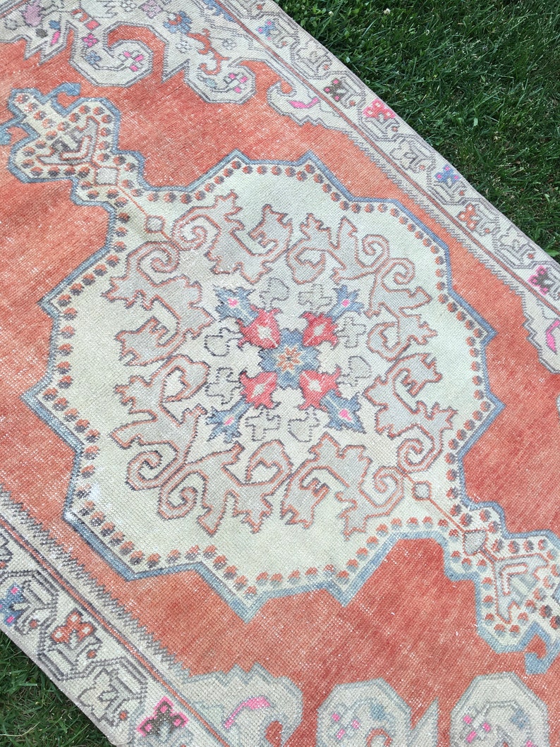 Antique Orange Area Rug Bedroom Rug Kitchen Rug Hand | Etsy