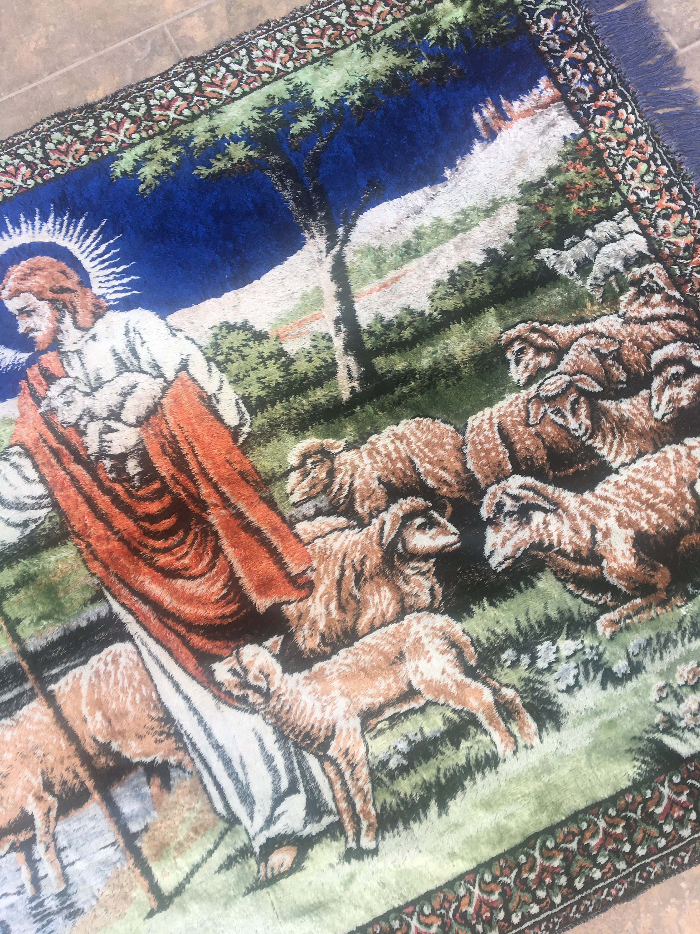 Wall Hangings Rug Jesus Picture Wall Decor Vintage Wall Rug | Etsy
