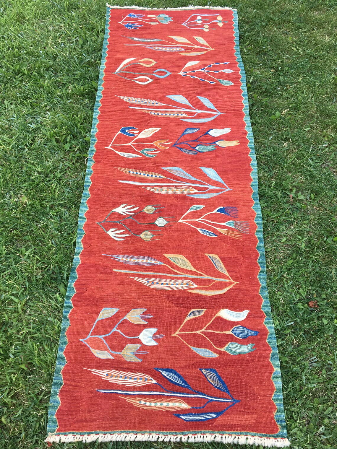 Oriental Red Kilim Rug Runner Short Runner Turkish Kilim | Etsy
