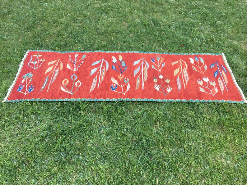 Oriental Red Kilim Rug Runner Short Runner Turkish Kilim - Etsy