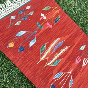 2’x6’5”, Red Kilim Rug Runner, Turkish Rug Runner, Red Runner, Flower ...