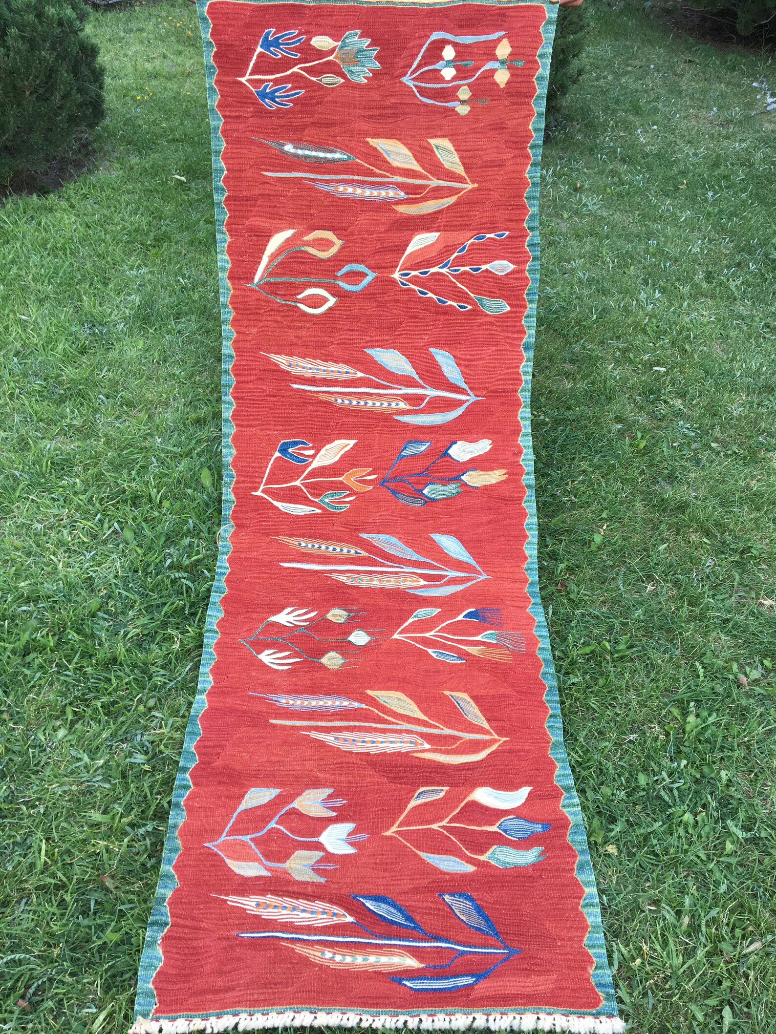 Oriental Red Kilim Rug Runner Short Runner Turkish Kilim - Etsy