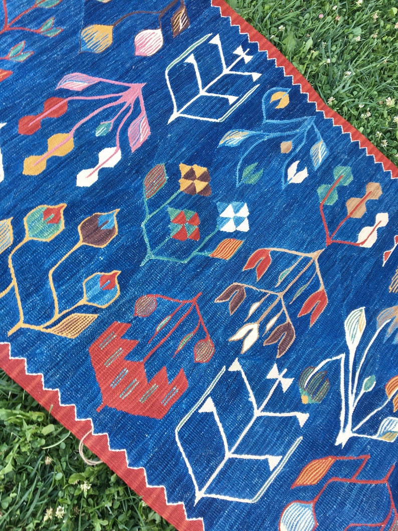 Handwoven Turkish Runner Rug Blue Runner Kitchen Rug Runner | Etsy