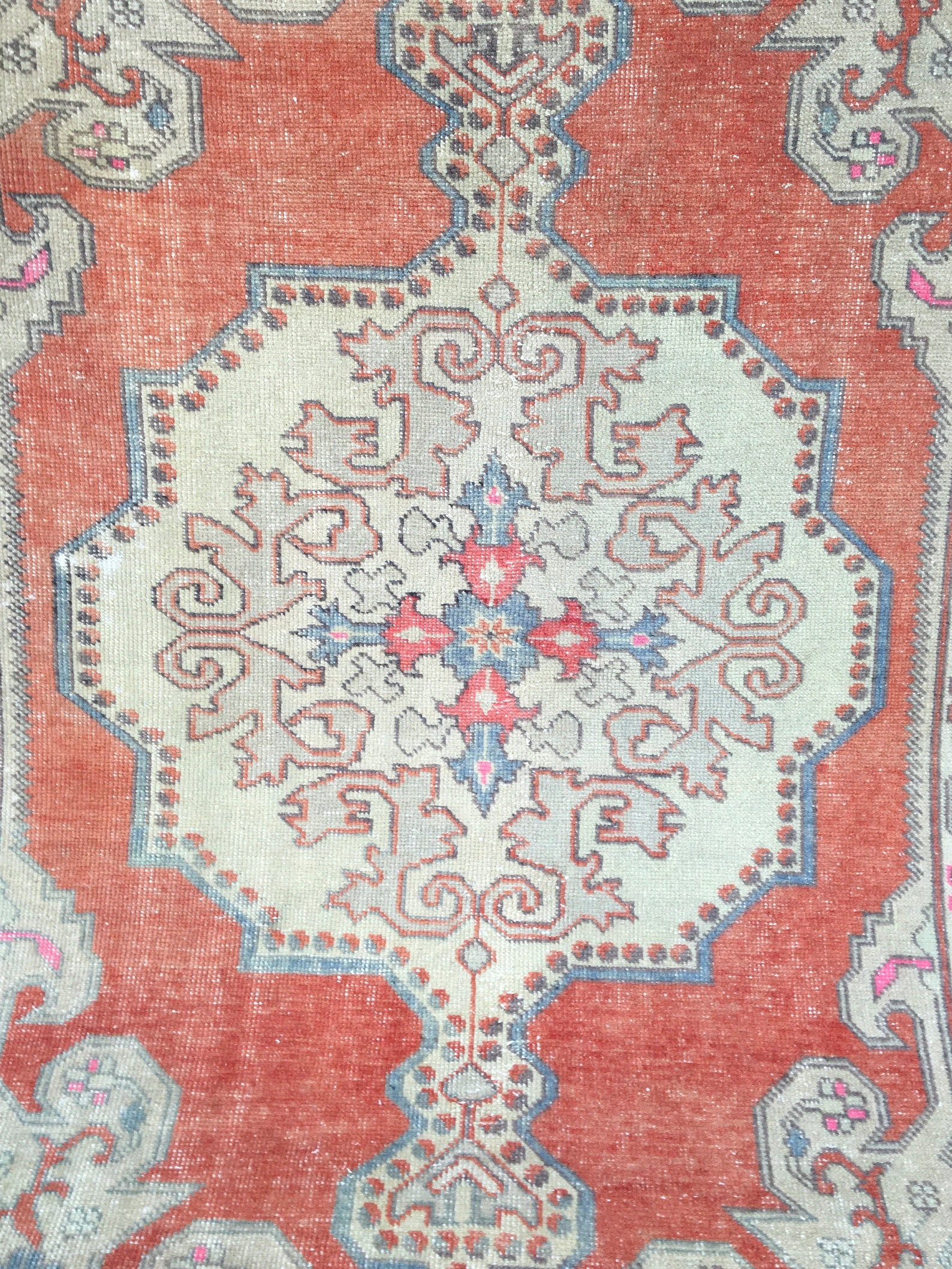 Antique Orange Area Rug, Bedroom Rug, Kitchen Rug, Handmade Rug ...