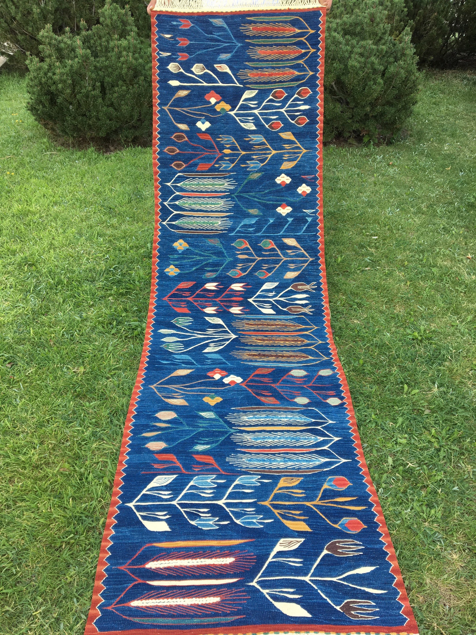 Oriental Blue Floral Runner Rug Vintage Rug Runner Turkish | Etsy