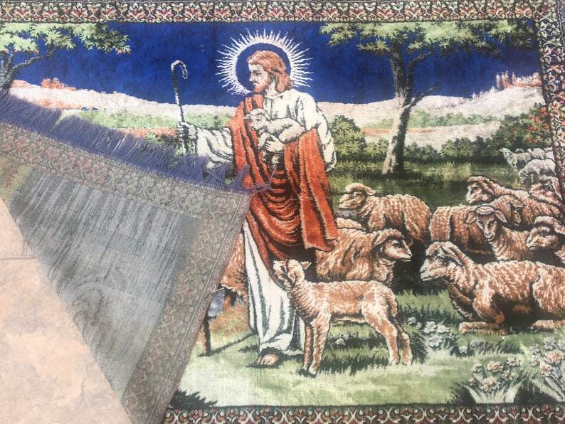 Wall Hangings Rug Jesus Picture Wall Decor Vintage Wall Rug | Etsy